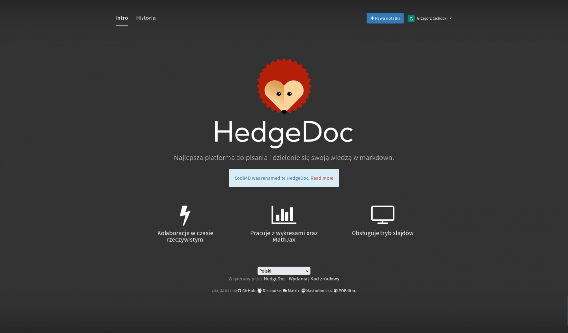 HedgeDoc 1.9.4 wydany! Zmiany są drobne