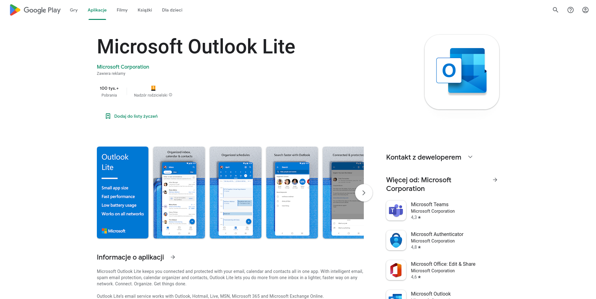 Microsoft Outlook Lite już jest i to naprawdę lekka aplikacja