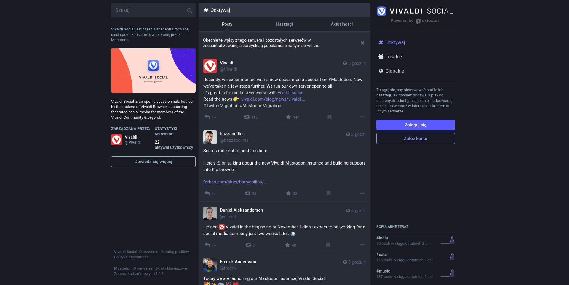 Vivaldi wchodzi w świat social media. Rusza Vivaldi Social